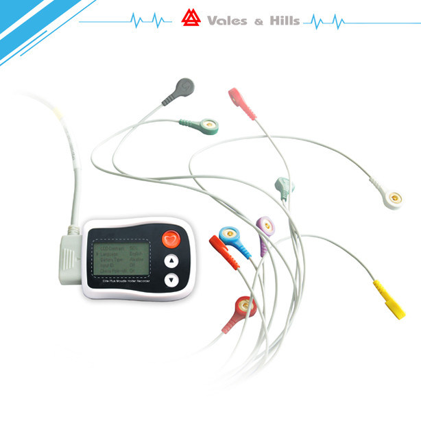 Portable Holter ECG black Recorder With LCD , Holter Heart Monitor FDA ...